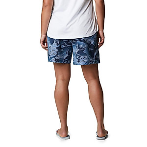 Columbia Women’s PFG Tidal II Shorts, Stain Resistant, Sun Protection, Collegiate Navy Fish Frenzy Print, X-Small
