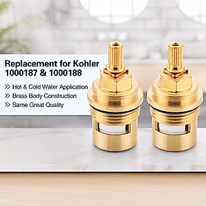 Ceramic Valve for Kohler 1000187, 3/4" Ceramic Cartridge Counterclockwise Close, Faucet Cartridges Replacement Assembly, Fits for Kohler Bath Faucet