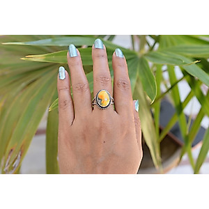 Rekha Gems Bumblebee Jasper Ring-925 Sterling Silver Ring-Vintage Ring-Handmade Ring-Birthday Gift- Gemstone Ring-Boho and Hippie Ring-Birthstone Ring-Jasper Jewelry-RBJ-47 (8.50 US)