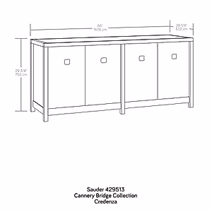 Sauder Cannery Bridge Office Credenza with Doors in Sindoori Mango, Sindoori Mango Finish