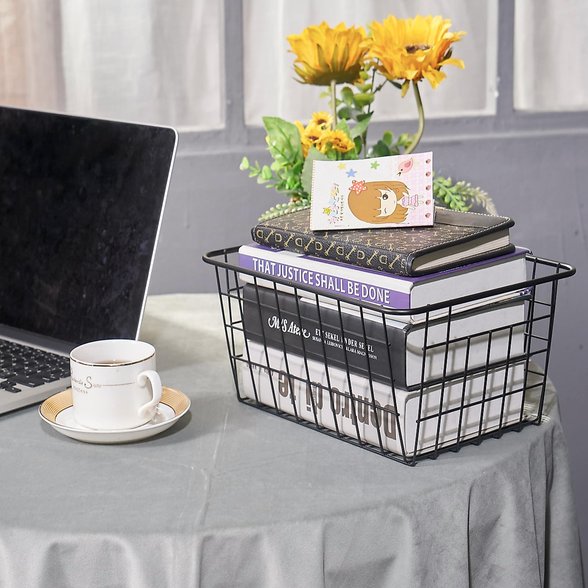 Pantry Organization and Storage 5 Pack , Wire Storage Baskets for Kitchen, Laundry, Garage, Fridge, Bathroom Countertop Organizer,Black