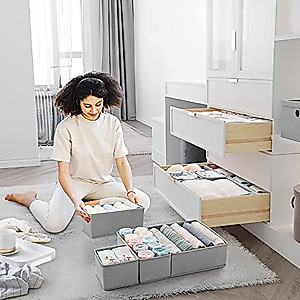 MONINXS Clothes Drawer Organizers Grey & 6-Shelf Hanging Closet Organizer Black