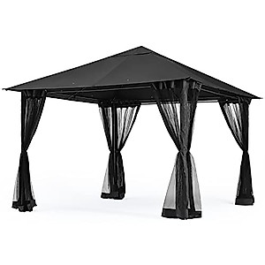 MASTERCANOPY 10x10FT Outdoor Patio Gazebo Canopy with Mosquito Netting for Lawn,Garden,Backyard and Deck(Dark Gary)