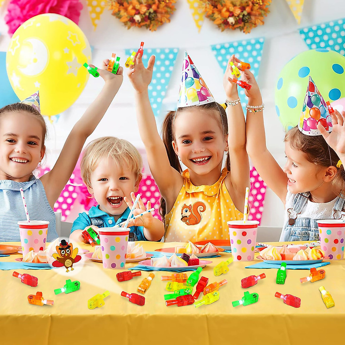 Fall Thanksgiving Party Favors, 32 Pcs Finger Lights for Kids Pumpkin Turkey Light Up Toys Bulk Fall Festival Prizes Treats Goodie Bag Stuffers Pinata Fillers Thanksgiving Party Decorations Supplies