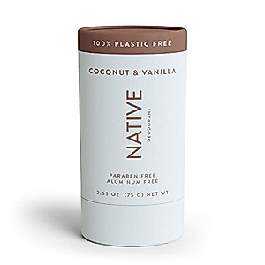 Native Plastic Free Deodorant | Natural Deodorant for Women and Men, Aluminum Free with Baking Soda, Probiotics, Coconut Oil and Shea Butter | Coconut & Vanilla