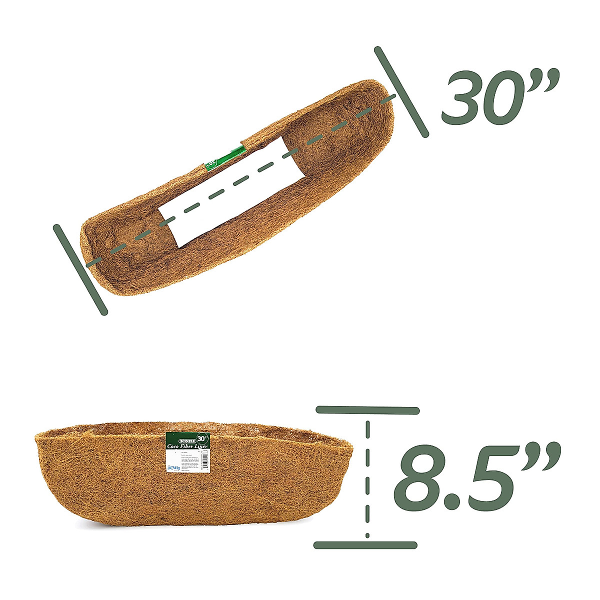 Bosmere F919 30 Inch Pre Formed Replacement Coco Liner with Soil Moist for Window Basket, Brown