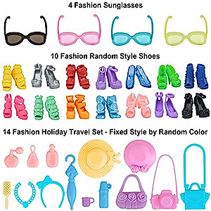 ZITA ELEMENT 44 Pcs 11.5 Inch Girl Doll Swimsuits Clothes and Accessories Mermaid Bikini Swimwear Bathing Suits Outfits with Shoes Swimming Ring Glasses Diving Suit Surfboard Beach Chair