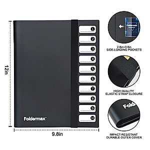 TCG Card Binder 9 Pockets Trading Card Album Folder Side Loading 360 Pocket Binder for Baseball Football MTG and TCG,Black, Foldermax