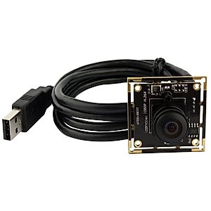 ELP 180degree Fisheye Raspberry Pi 1080P H.264 Microphone PC Web USB Security Camera for Laptop Wide Angle Mini UVC USB2.0 Video Audio Webcam Board 2MP CMOS AR0330 Lightburn Laser Camera for Computer