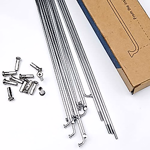 BaveL 36pcs Steel Spokes Mountain Bike Spokes MTB 281mm W/Nipples (Silver, 281)