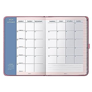 Busy B A5 To Do Diary January to December 2024 - Pink - Faux Leather Week to View Diary with Notes, Tear-Out Lists & Pockets