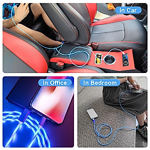 2M/6FT Flowing LED Light Up Lightning Charge Cable,Glowing Apple Charger Adapter Sync Data Connector Cord for Car with iPhone 13/12 Pro Max /11 Pro/XR/XS Max/X/8 7 SE 2020,iPad/iPod (Blue)