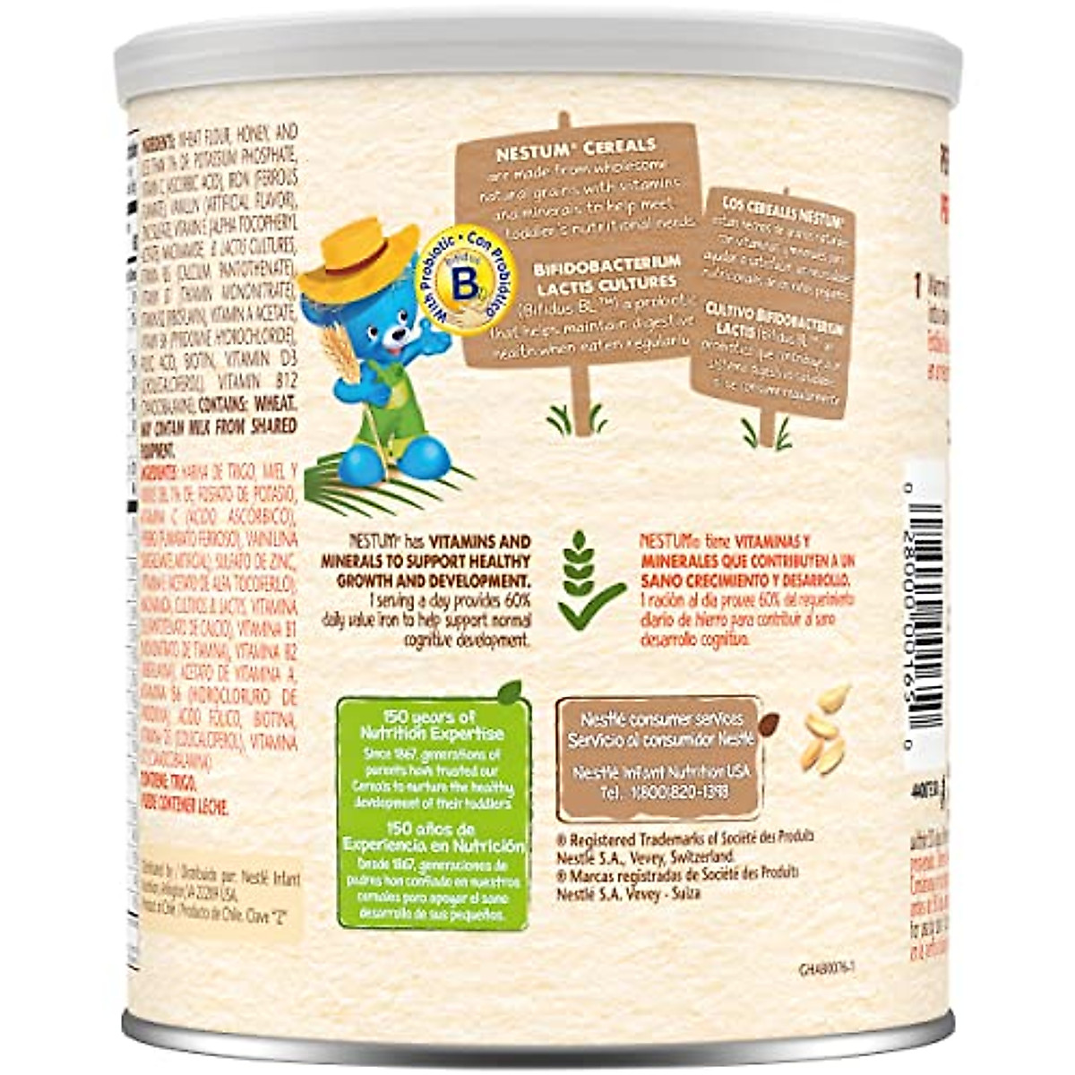 Nestle Nestum Infant Cereal, Wheat & Honey, Made for 12 Months & Up, 10.6 Ounce Canister (Pack of 6)