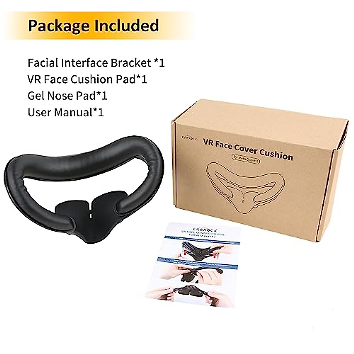 Face Cover Pad and Facial Interface Bracket for Oculus/Meta Quest 2 VR Accessories with Anti-Leakage Nose Pad
