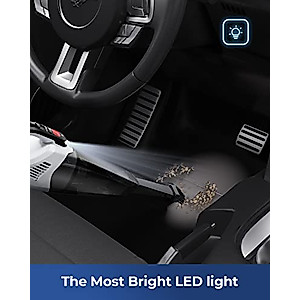 VAKERR Handheld Vacuum Cordless Cleaner, 15KPA Strong Suction Car Vacuum with LED, 2H Fast Charge with 45 Mins Runtime, 2 Modes Rechargeable Detachable Battery, 1L Dust Cup for Home Pet &Car Cleaning