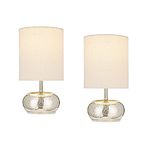 Catalina 18577-000 Modern 2-Pack Matching Mecury Glass Accent Table Lamps, 12, Classic Silver Mercury