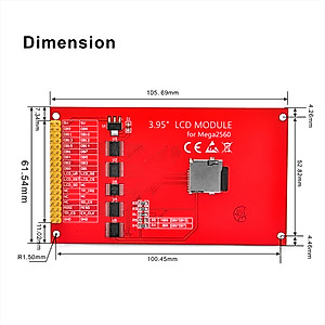 OSOYOO 3.95 Inches TFT Touch Screen SD Card Socket for Arduino Mega2560 (16 bit)