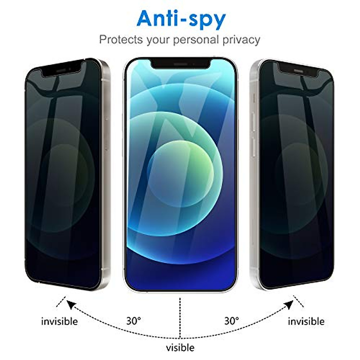 JETech Privacy Screen Protector for iPhone 12 mini 5.4-Inch, Anti Spy Tempered Glass Film, 2-Pack