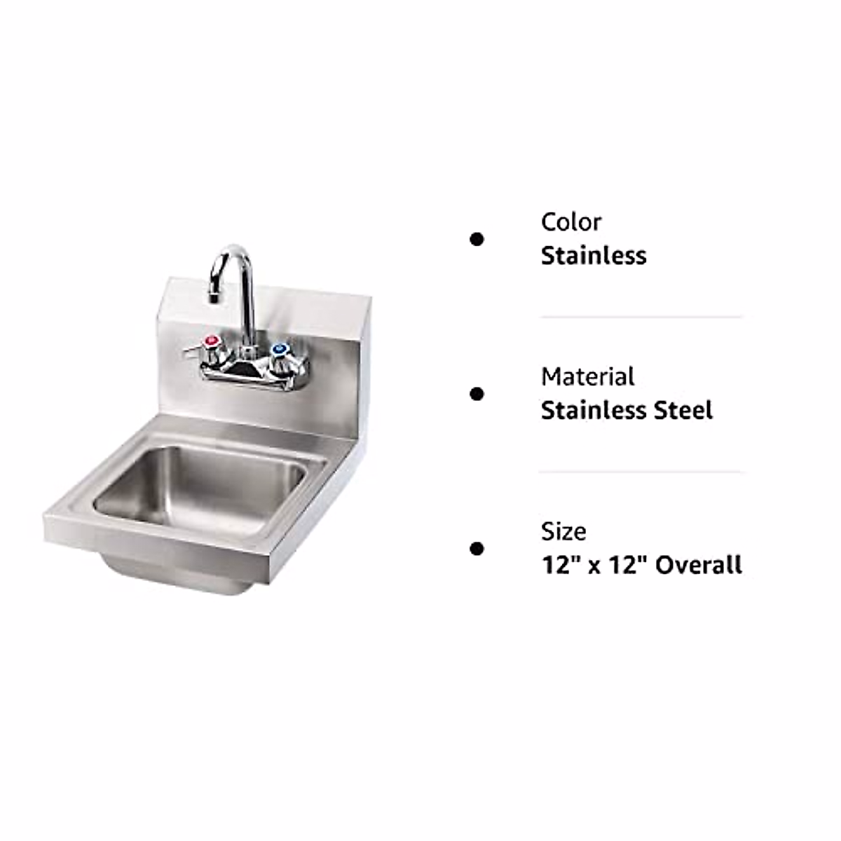 Stainless Steel Hand Sink - NSF - Commercial Equipment 12" X 12"