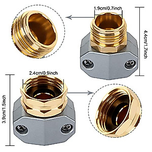 CYEAH Garden Hose Repair Kit 3 Sets, Zinc and Aluminum Male Hose End Water Hose Repair Connector, Garden Hose Repair Fittings, Fit 5/8" and 3/4" Garden Hose