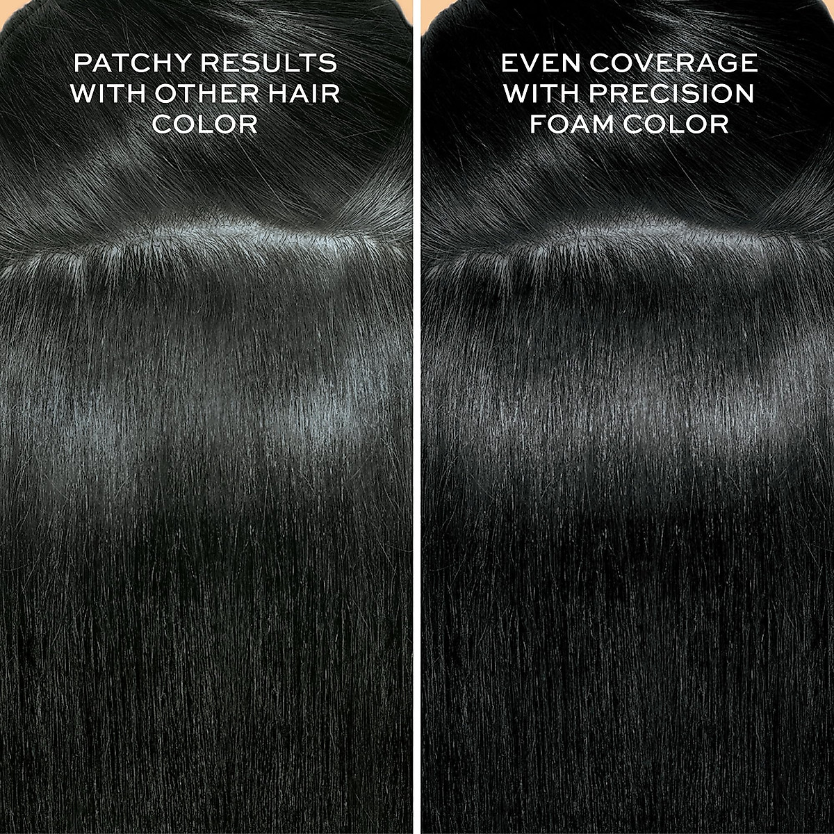 John Frieda Precision Foam Colour, Blue Black 2A, Full-coverage Hair Color Kit, Anti-Fade Gray Coverage, Deep Color Saturation Hair Dye, 1 Application