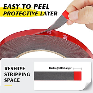 Double Sided Tape, Heavy Duty Mounting Tape, 33FT x 0.4IN Adhesive Foam Tape 3M Quality for Home Office Car Automotive Decor