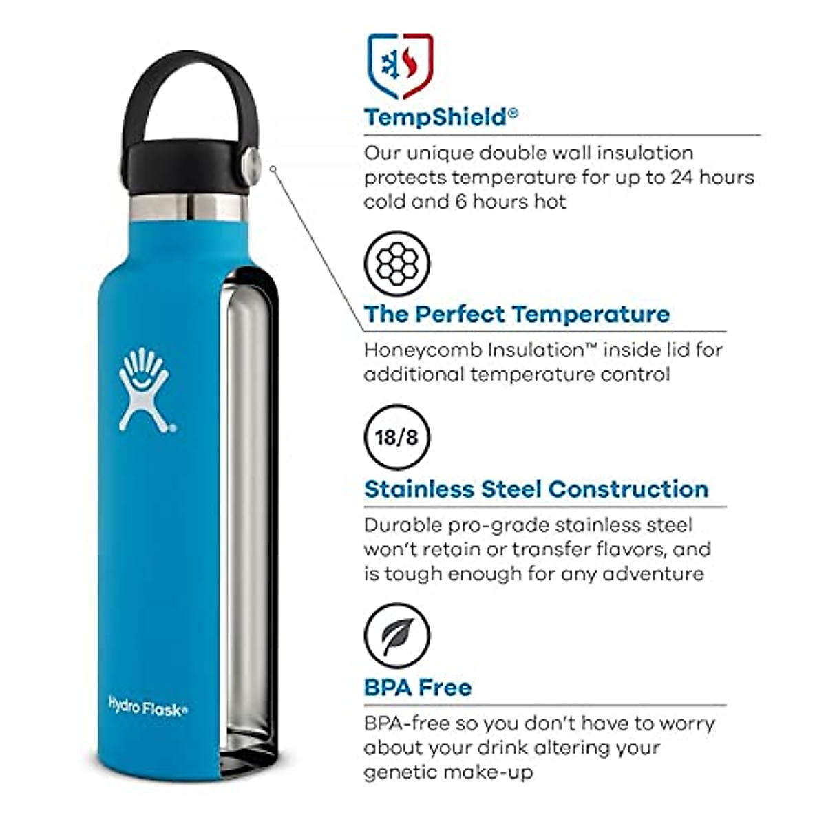 Hydro Flask Water Bottle - Standard Mouth Flex Lid - 24 oz, Watermelon