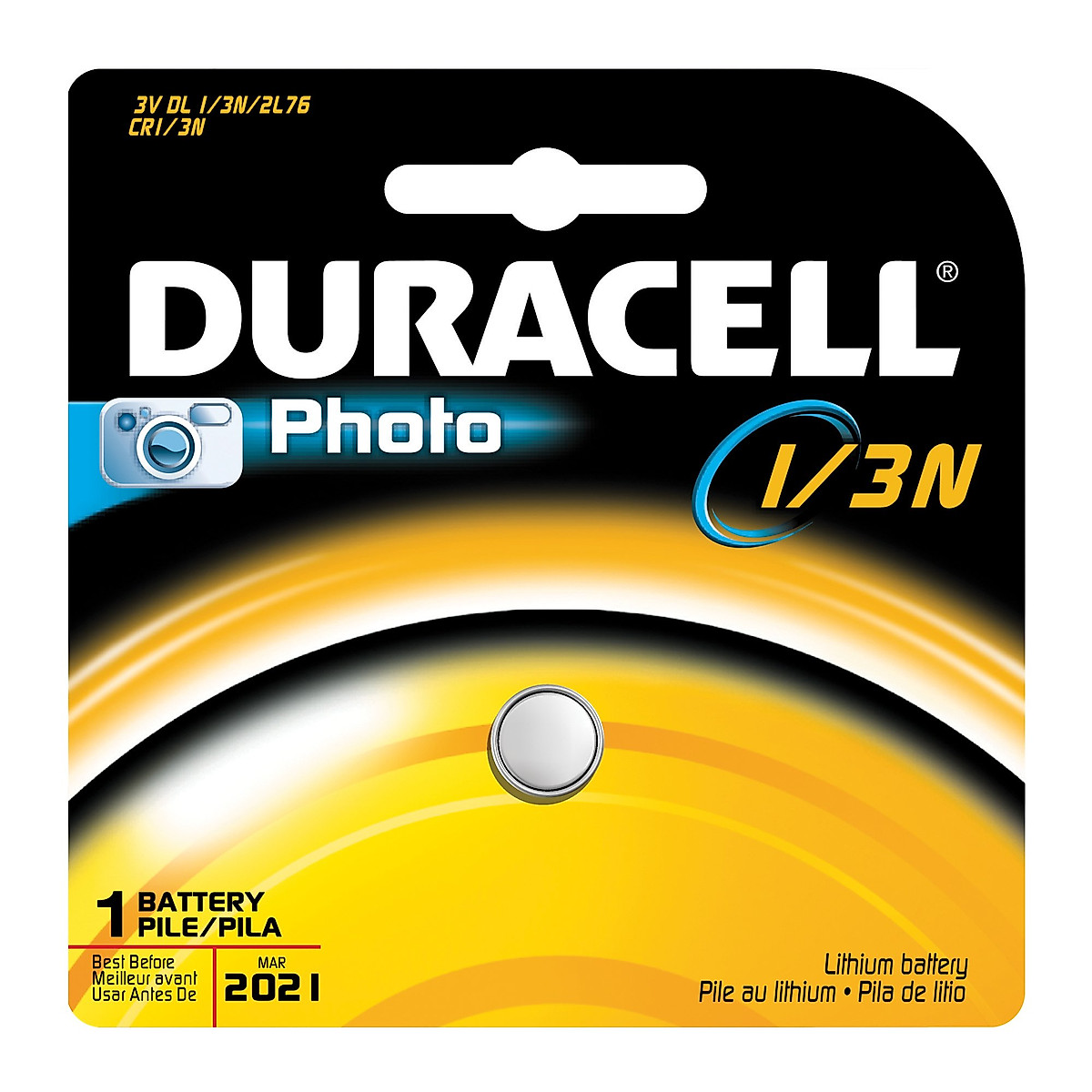 Duracell DL1/3NBPK Ultra Photo Lithium/Manganese Dioxide Battery, 1/3N Size, 3V (Case of 6)
