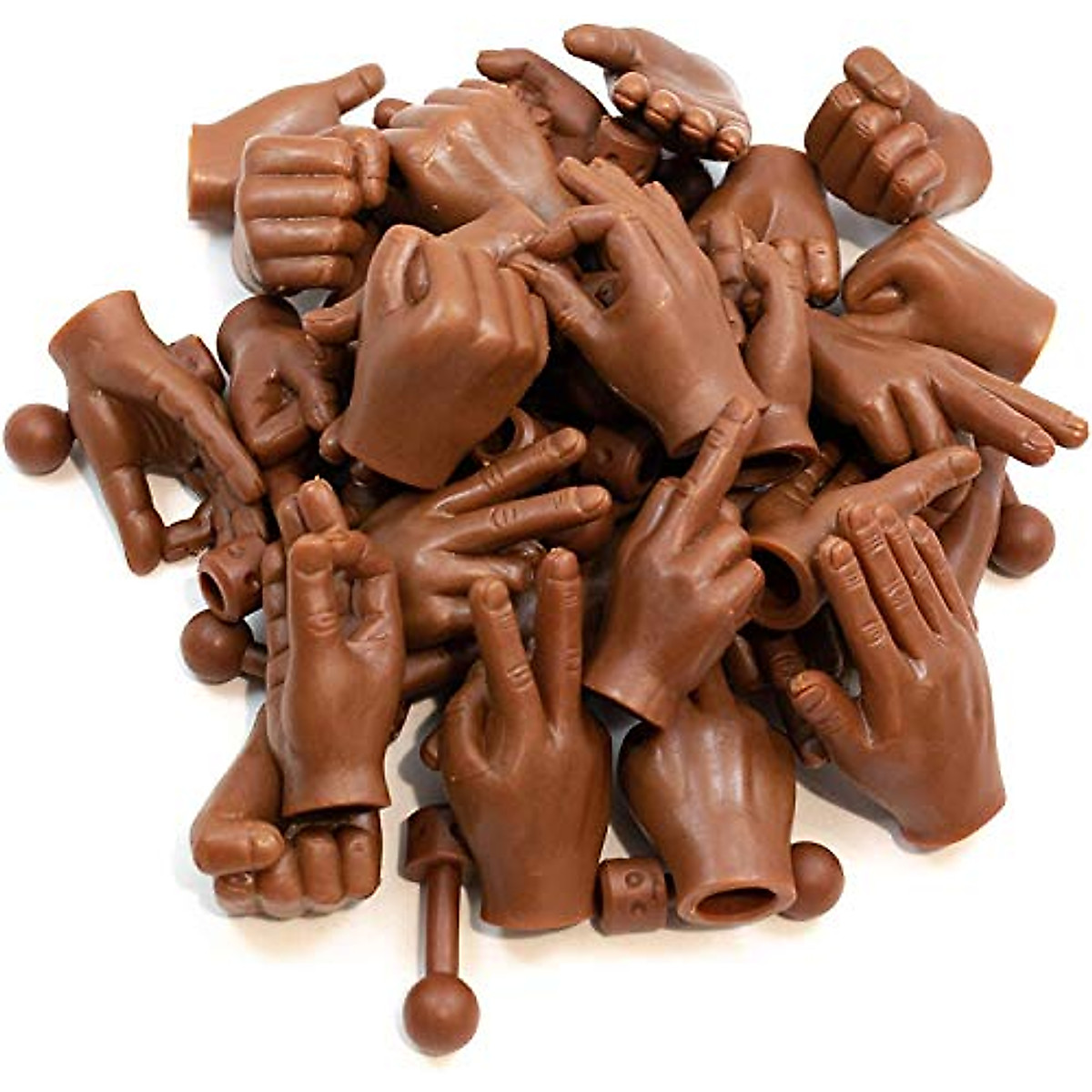 Daily Portable Dark Skin Tone Tiny Finger Hands 10 Pack - Little Finger Puppets, Mini Rubber Flat Hand, Miniature Small Hand Puppet Prank from Tiktok - 5 Left and Right Finger Hands