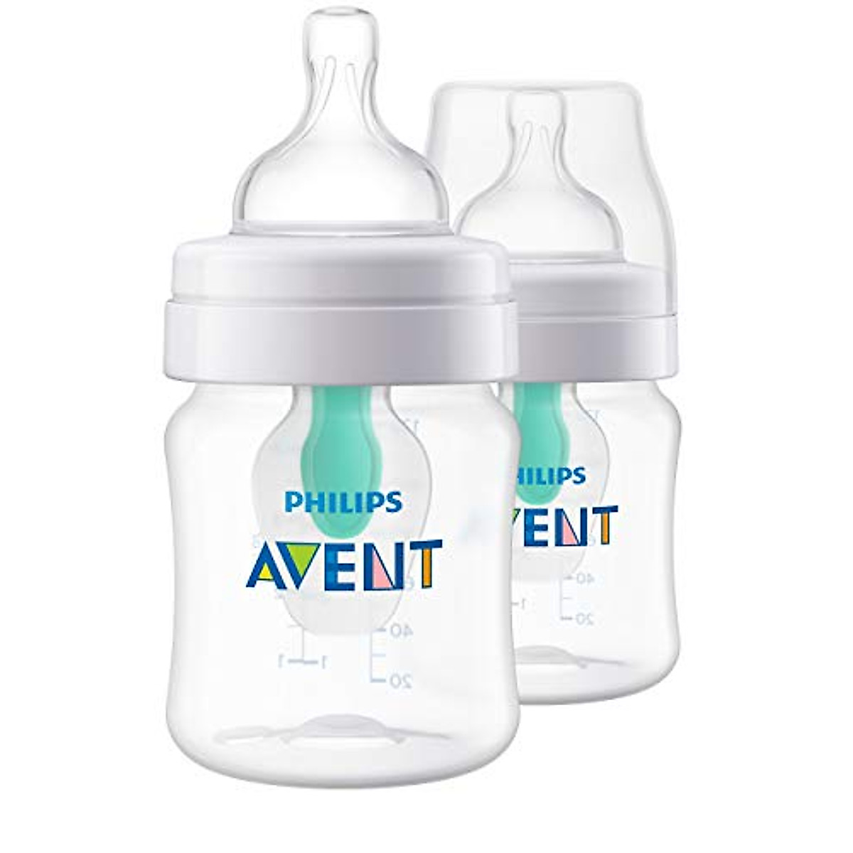 Philips AVENT Anti-Colic Baby Bottle with AirFree Vent 4oz, 2pk, SCF400/24,Clear