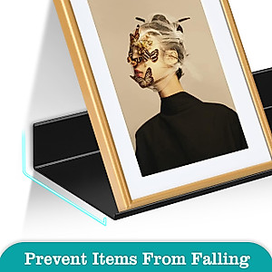 Z metnal Floating Shelves, Bedroom Shelves, Display Metal Wall Shelf for Funko Pop Speaker Figure Collection, Floating Storage Wall Decor, Aluminum, Wall Mounted, Matt Black, 20 inch, 2 Pack