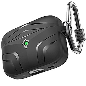 AhaStyle Rugged AirPods Pro 2 Case Cover (2023/2022) Shockproof Hard-Shell Protective Case Cover [Supports USB-C/Lightning Cable] Compatible with AirPods Pro 2nd Generation (Black)