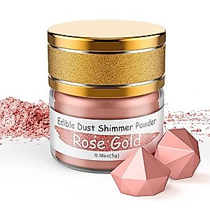 Jelife Rose Gold Edible Luster Dust - 5 Grams Food Grade Cake Dust Shimmer Powdered, Edible Metallic Powder Food Coloring for Cake Decorating, Chocolates, Fondant, Drinks, Painting & More, Vegan