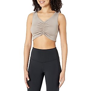 Reebok Women's Standard Crop Tank, Boulder Grey/Ruched, Medium