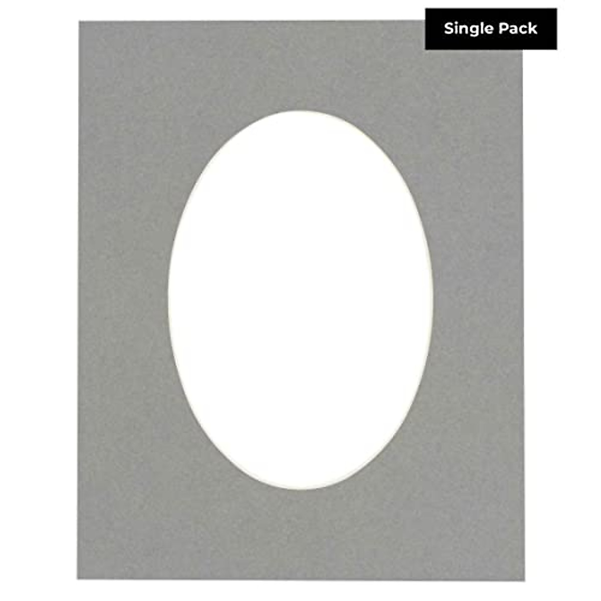 CountryArtHouse Mid Grey Acid Free 12x16 Oval Picture Frame Mat with White Core Bevel Cut for 8.5x11 Pictures - Fits 12x16 Frame - Pack of 1 Matboard