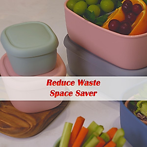 Nesting Silicon Storage Containers with Lids – Set of 3 Nesting food storage containers, Food Reusable Meal Prep, Airtight, Dishwasher and Freezer Safe (90g, 155g, 257g) Pink