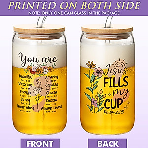 Christian Gifts for Women Faith, Inspirational Gifts Religious Gifts for Women, Catholic Spiritual Gifts Birthday Christmas Gifts for Women Mom Sister Best Friends Wife Coworkers w/ 16Oz Can Glass Cup
