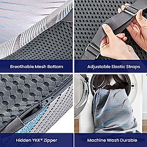 SLEEP ZONE 2 Inch Twin Mattress Topper Cooling Gel Memory Foam with Adjust Straps & Zippered Cool-to-The-Touch Cover, Twin