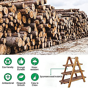 KCRET Wood Tiered Serving Tray 3 Tier Serving Platter Stand, 3 Tier Serving Tray for Party, Fruit Platter Farmhouse Tiered Tray