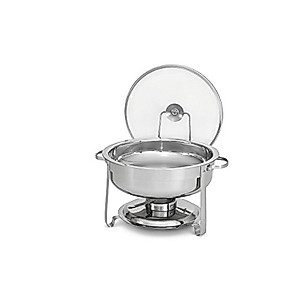 Artisan Stainless Steel Round Buffet Chafer with Glass Lid, 4-Quart Capacity