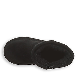 BEARPAW Elle Toddler Black Size 12 | Toddler's Boot Classic Suede with Zipper | Kid's Slip On Boot | Comfortable Winter Boot