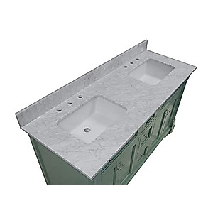 Kitchen Bath Collection Sydney 60-inch Double Bathroom Vanity (Carrara/Sage Green): Includes Sage Green Cabinet with Authentic Italian Carrara Marble Countertop and White Ceramic Sinks