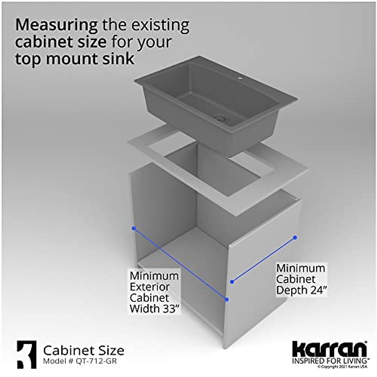 Karran QT-712 Drop-In Quartz Composite 33 in. 1-Hole Single Bowl Kitchen Sink in White