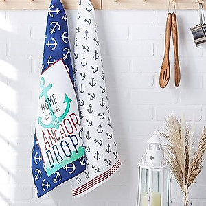 DII Anchor's Away Collection Kitchen, Dishtowel Set, 18x28, Printed, 2 Piece