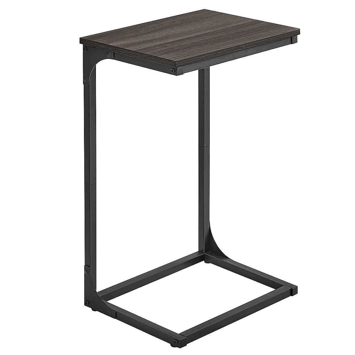 VASAGLE C-Shaped End Table, Side Table for Sofa, Couch Table with Metal Frame, Small TV Tray Table for Living Room, Bedroom, Chestnut Brown and Black