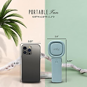 Lucent Air Handheld Fan with Power Bank – Matte Blue – Bladeless 2 in 1 Personal Fan for Travel, Office – 4000mAh Rechargeable USB Fan – Ultra-Quiet Cooling Fan – Non Slip Base Mini Fan