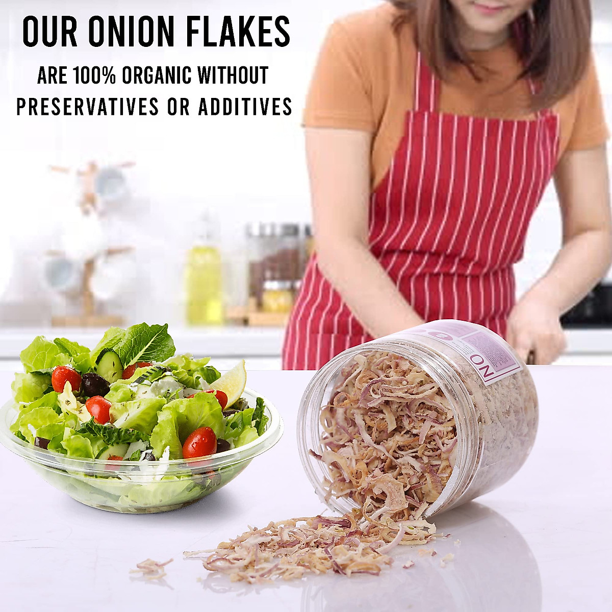 Parvaa Dehydrated Onion Flakes | Perfectly Chopped, Preservative-Free, and 100% Organic for Optimal Health | Granulated Onion | Versatile and Delicious Cooking Ingredient 3.17oz – (90g)