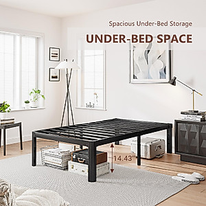 Nordicbed 16 Inch High Platform Twin Bed Frame No Box Spring Needed, Metal Bed Frame Twin, Noise Free, Easy Assembly, Heavy Duty, Black