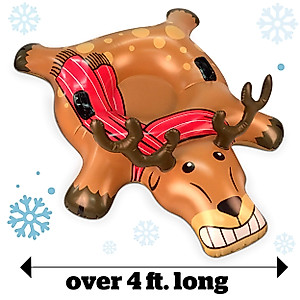 BigMouth Inc Large 48" Inflatable Snow Tube for Kids and Adults, Durable Winter Toy for Tubing & Sledding - Reindeer