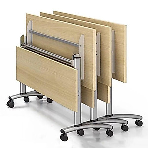 3 pcs Flip Top Mobile Training Table, Foldable Meeting Table for Conference Rooms,Training Rooms,Media Centers,Classrooms, with Lockable Wheels (Color : Wood, Size : 120 * 60 * 75cm)
